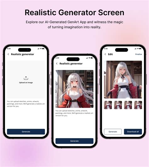 genart ui template ai art generator and image editor app in flutter android ios imaginai