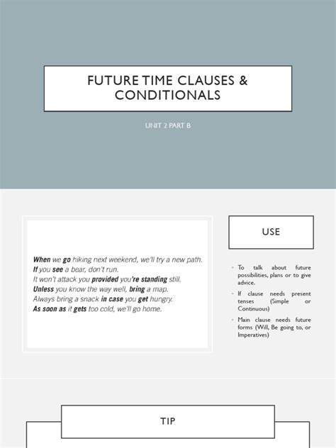 Future Time Clauses And Conditionals Guide Pdf