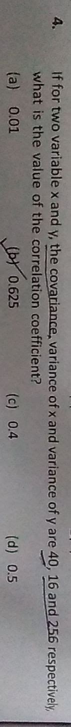 If For Two Variable X And Y The Covariance Studyx