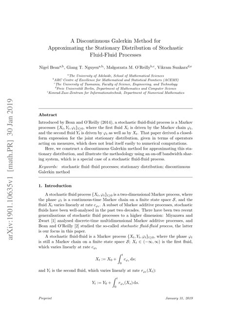 Pdf A Discontinuous Galerkin Method For Approximating The Stationary Distribution Of