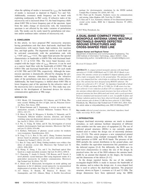pdf a dual band compact printed monopole antenna using multiple rectangle shaped defected