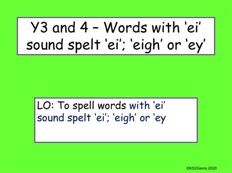 words containing ei eigh and ey presentation english year 3