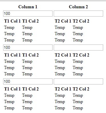 C Insert Table In A Single Cell Inside Repeater Stack Overflow