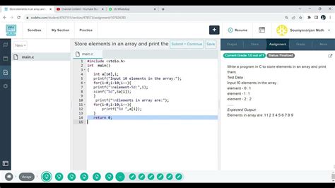 write a program in c to store elements in an array and print them srn