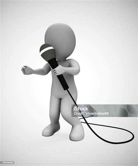 가수가 콘서트에서 마이크를 들고 노래를 부른다 3d 일러스트 Performing Arts Event에 대한 스톡 사진 및 기타