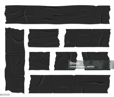 투명 한 배경에 절연 접착 테이프 덕트의 크리에이 티브 벡터 일러스트 아트 디자인 스티커 접착제 스카치 조각입니다 추상 개념 그래픽 요소 검은색에 대한 스톡 벡터 아트 및