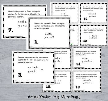 Parametric Functions Equivalent Forms Task Cards Guided Notes HW