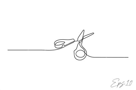 Premium Vector Scissors Continuous Line Vector Illustration