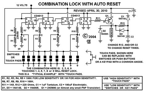 Combination Lock With Auto Reset Electronic Circuit Schematic Wiring Diagram