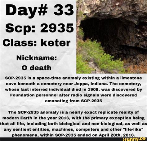 Day 33 Scp 2935 Class Keter Nickname O Death Scp 2935 Is A Space Time Anomaly Existing