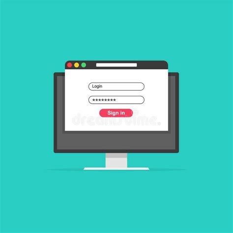 Computer Or Monitor With Login And Password Form Page On Screen Sign In To Account User