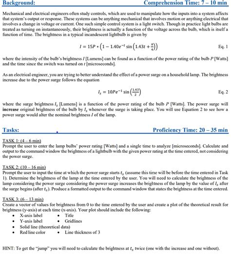 Matlab Task 1 2 3 Background Comprehension Time 7 10 Min Mechanical And