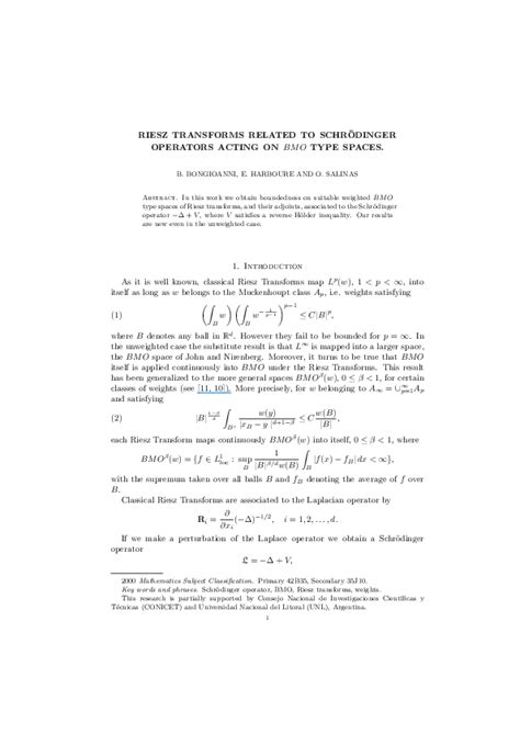 Pdf Riesz Transforms Related To Schrödinger Operators Acting On Bmo