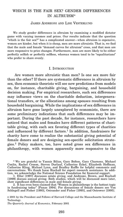 Pdf Which Is The Fair Sex Gender Differences In Altruism