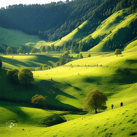 Greenery Valley Valley Between Hills Green Rolling Hills Lush Green