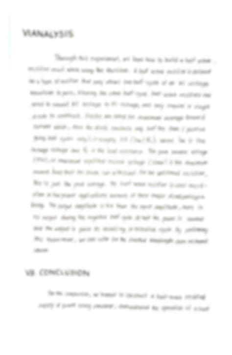 Solution Experiment On Halfwave Rectifier Electronics Engineering Southern Luzon State