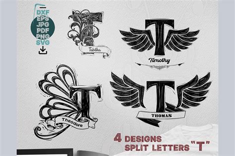 Split Monogram Alphabet Letters T Graphic By DuniWaDoni Creative Fabrica