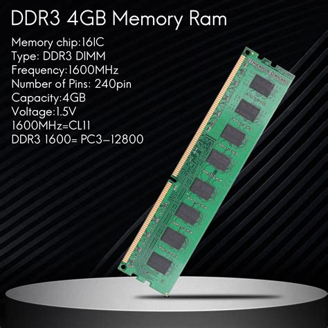 Ddr3 4gb Memory Ram Pc3 12800 1 5v 1600mhz 240 Pin Desktop Memory Dimm Unbuffered And Non Ecc