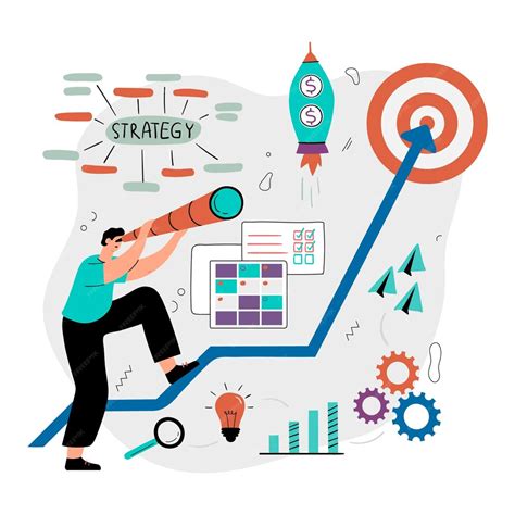 손으로 그린 비즈니스 전략 개념 무료 벡터