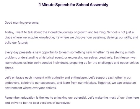 31 1 Minute Speech Examples