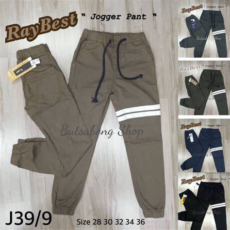 Jogger Pant กางเกงขาจั๊ม คอตตอนยืด แถบขาว J39 Shopee Thailand