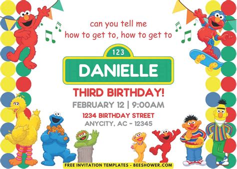 Free Pdf Invitation Sesame Street Birthday Invitation