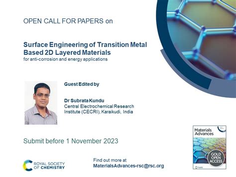 Call For Papers Surface Engineering Of Transition Metal Based 2d Layered Materials Journal Of