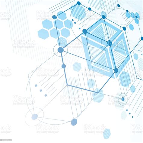 바우하우스 미술 차원 구성 관점 블루 모듈형 벡터 벽지 넓어짐 레트로 스타일 패턴 책자 표지 템플릿으로 사용 하기 위해 그래픽