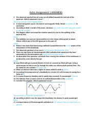 Astro Assignment ANSWERS Docx Astro Assignment ANSWERS The Observed Spectral Lines Of A