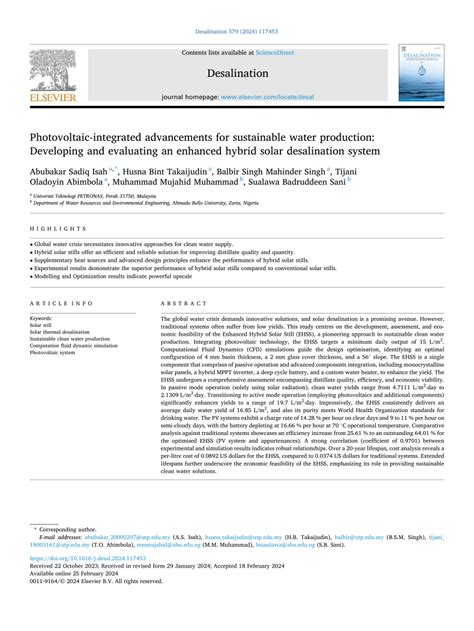 Pdf Photovoltaic Integrated Advancements For Sustainable Water Production Developing And