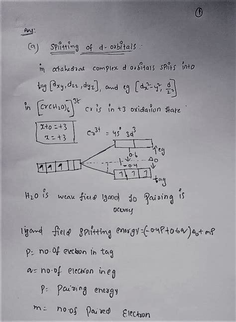 Solved Draw And Label The Appropriate D Orbital Splitting Pattern Of The Course Hero