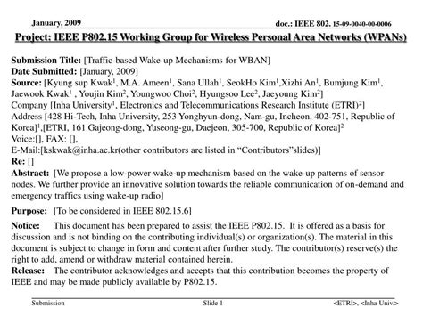 PPT Traffic Based Wake Up Mechanisms For WBANs PowerPoint Presentation ID 3263423
