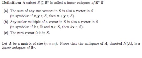Solved Definition A Subset S CRt Is Called A Linear Chegg Com
