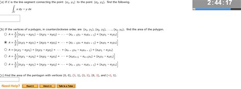 Solved A If C Is The Line Segment Connecting The Point