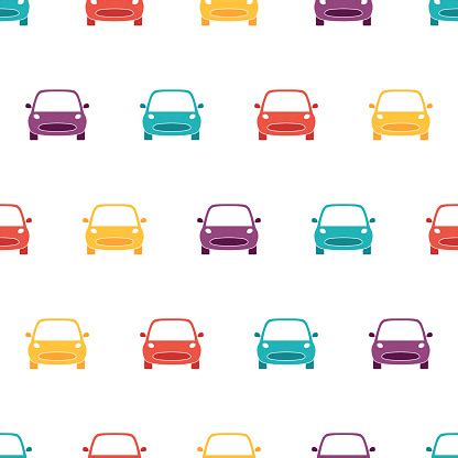 白い背景に車とシームレスなパターンベクトルイラスト 模様のベクターアート素材や画像を多数ご用意 模様 自動車 いたずら Istock