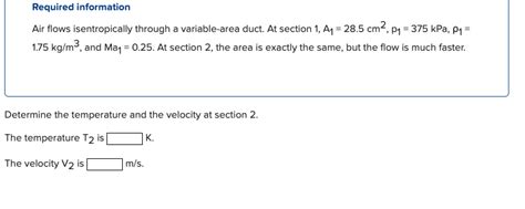 solved air flows isentropically through a variable area