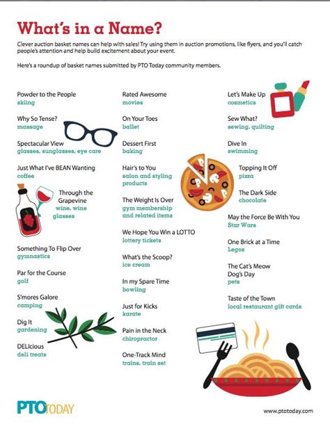 Catchy Names For Silent Auction Baskets At Daria Richard Blog