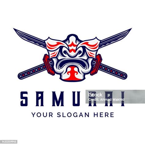 사무라이 전사 로고 헬멧의 마스크 빈티지 스타일 벡터 일러스트 레이 션 사무라이에 대한 스톡 벡터 아트 및 기타 이미지