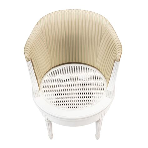 French Louis Xvi Style Painted And Upholstered Swivel Chair 1950s For