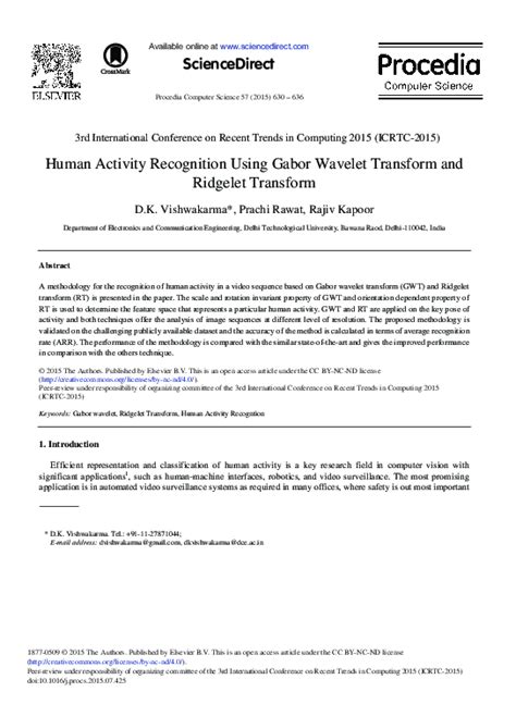 Pdf Human Activity Recognition Using Gabor Wavelet Transform And Ridgelet Transform