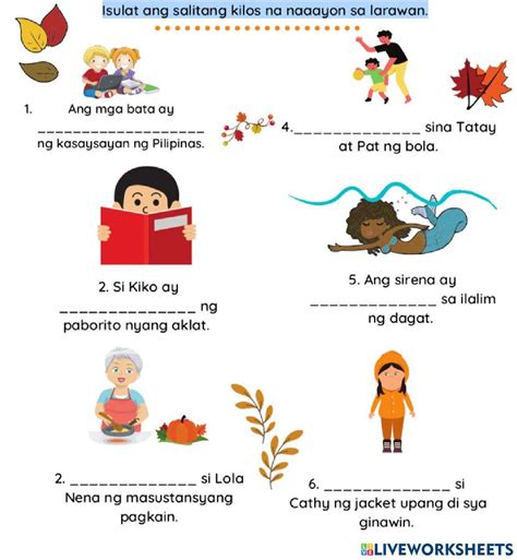 Pandiwa Grade 1 Free Interactive Worksheets 6469013