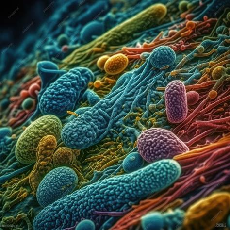 Premium Ai Image Vivid Colors Of Microscopic Bacteria Viewed Through Electron Microscope Ideal