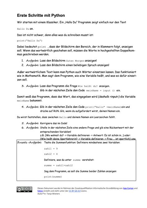 Programmieren Mit Python Im Unterricht Appcampsde