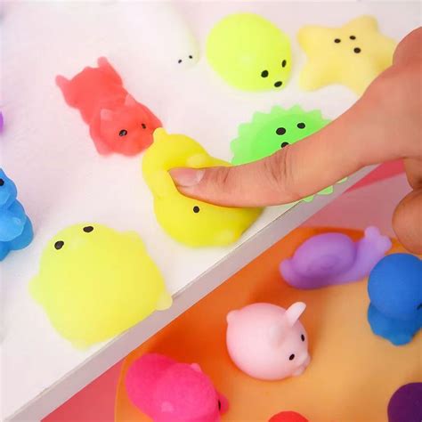 Set Of 5 Cartoon Squishy Mochi Rubber Soft Silicone Stress Relief