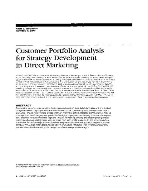 Pdf Customer Portfolio Analysis For Strategy Development In Direct