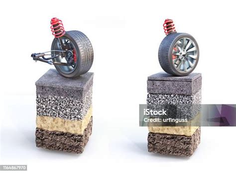 로드 코트 레이어 도로 구조와 케이크 조각입니다 3d 일러스트레이션 3차원 형태에 대한 스톡 사진 및 기타 이미지 3차원 형태 매달기 바퀴 Istock