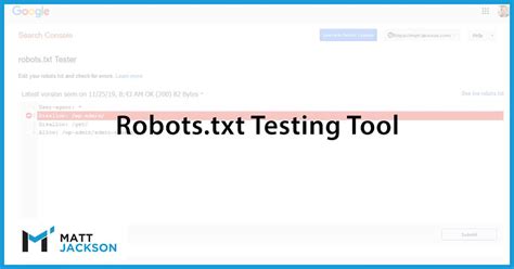 Robots Txt Tester Google Search Console Matt Jackson