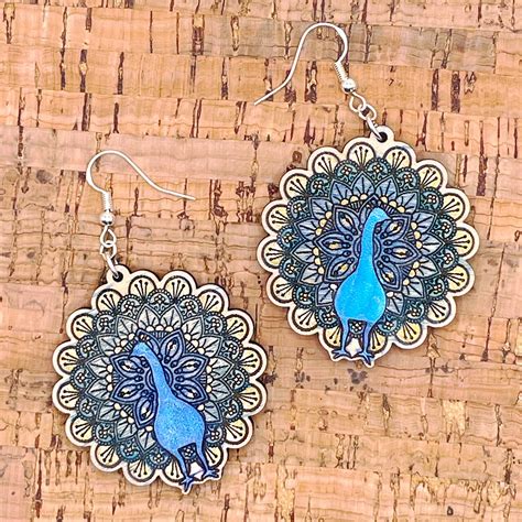 Peacock Dangle Earrings Glowforge Shop