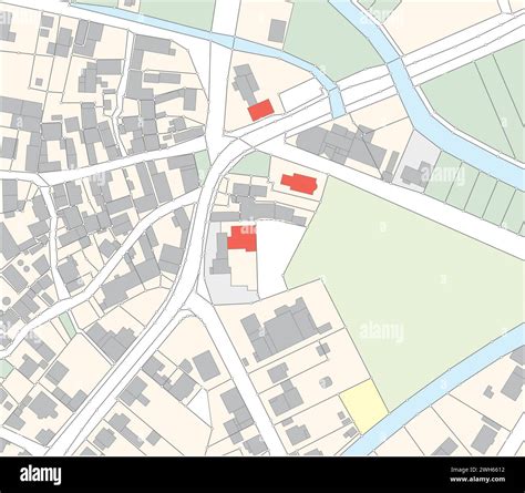 Divided Fictional Cadastral Map With Streets And Buildings Stock Vector Image And Art Alamy
