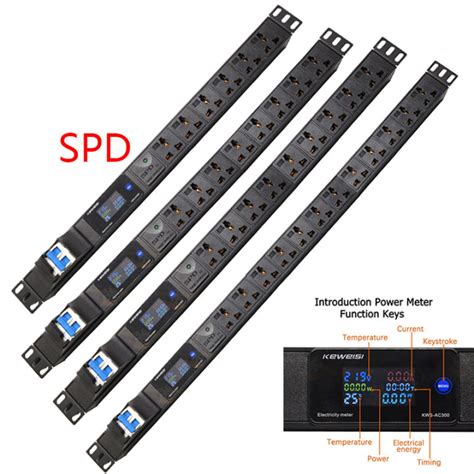 Pdu Power Strip Voltmeter Ammeter Power Meter Electricity Metering Surge Protection 6 12ways